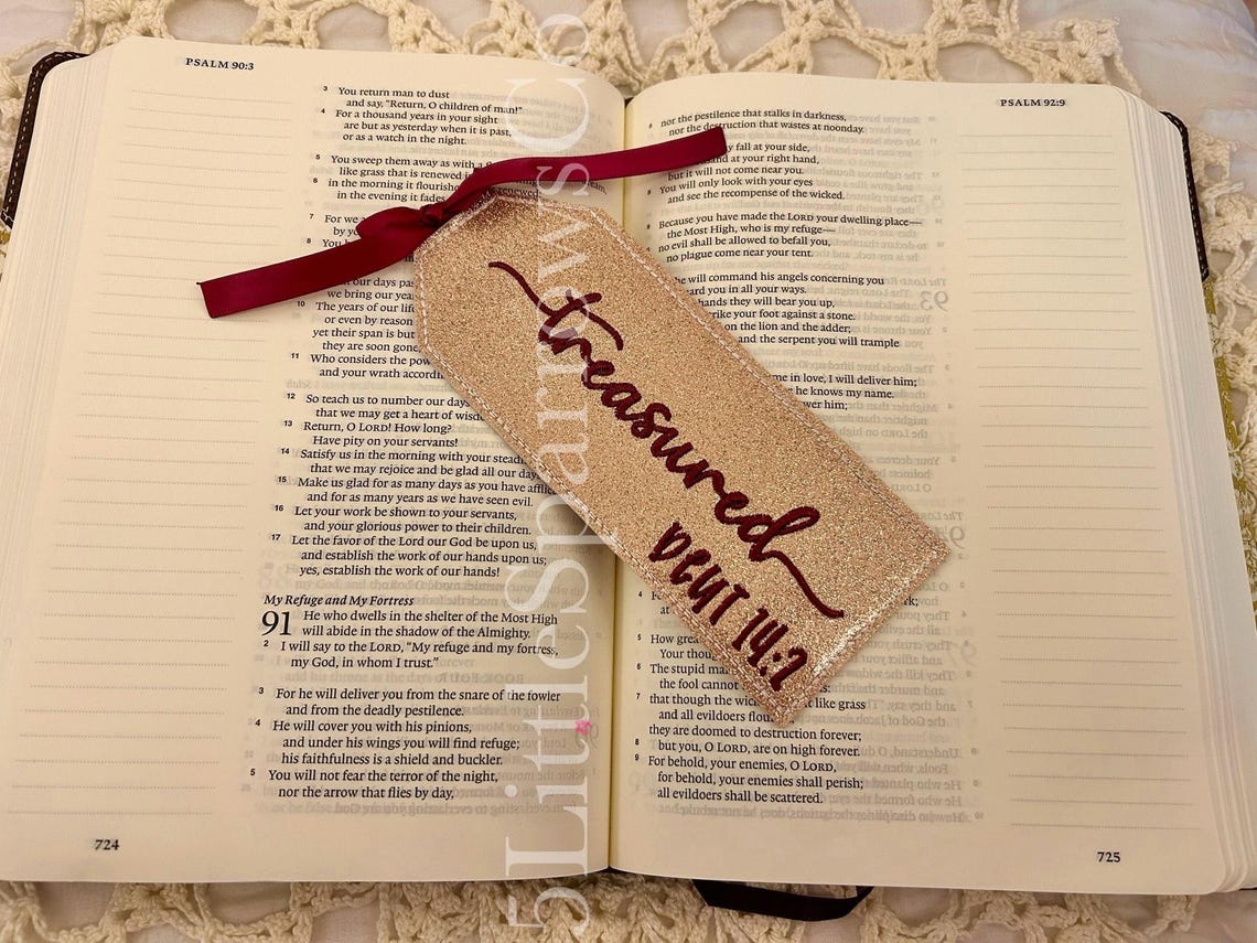 Satin Ribbon Bow Bookmark - Personalized Embroidered Faith Bookmark ...