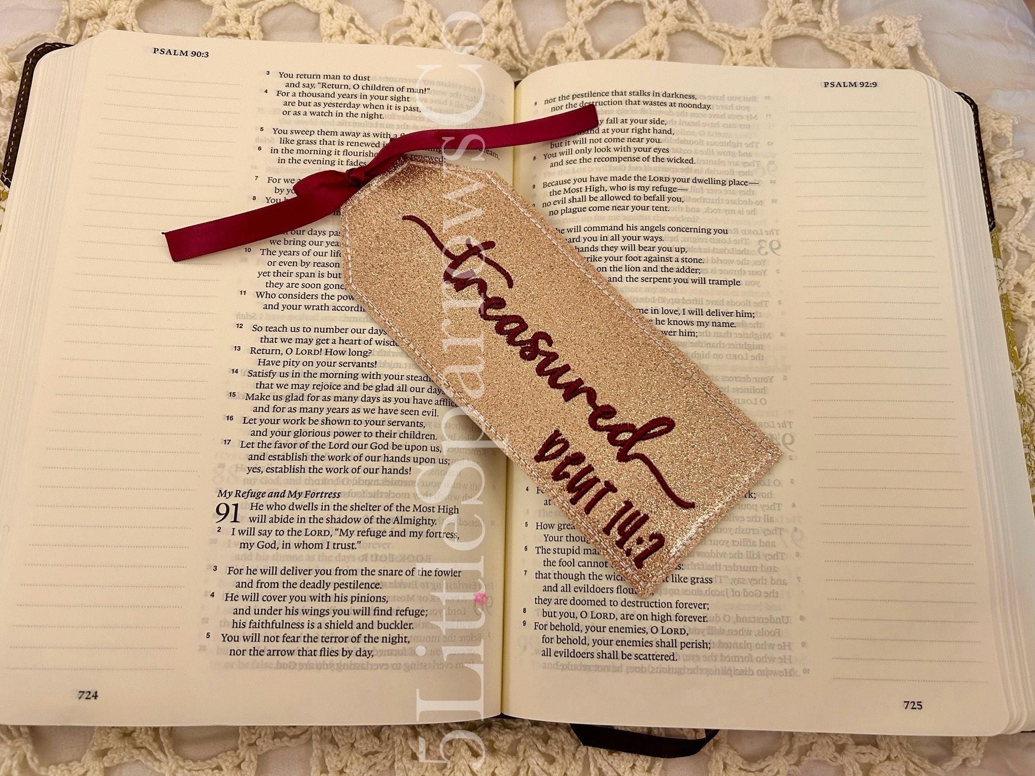 Satin Ribbon Bow Bookmark - Personalized Embroidered Faith Bookmark ...