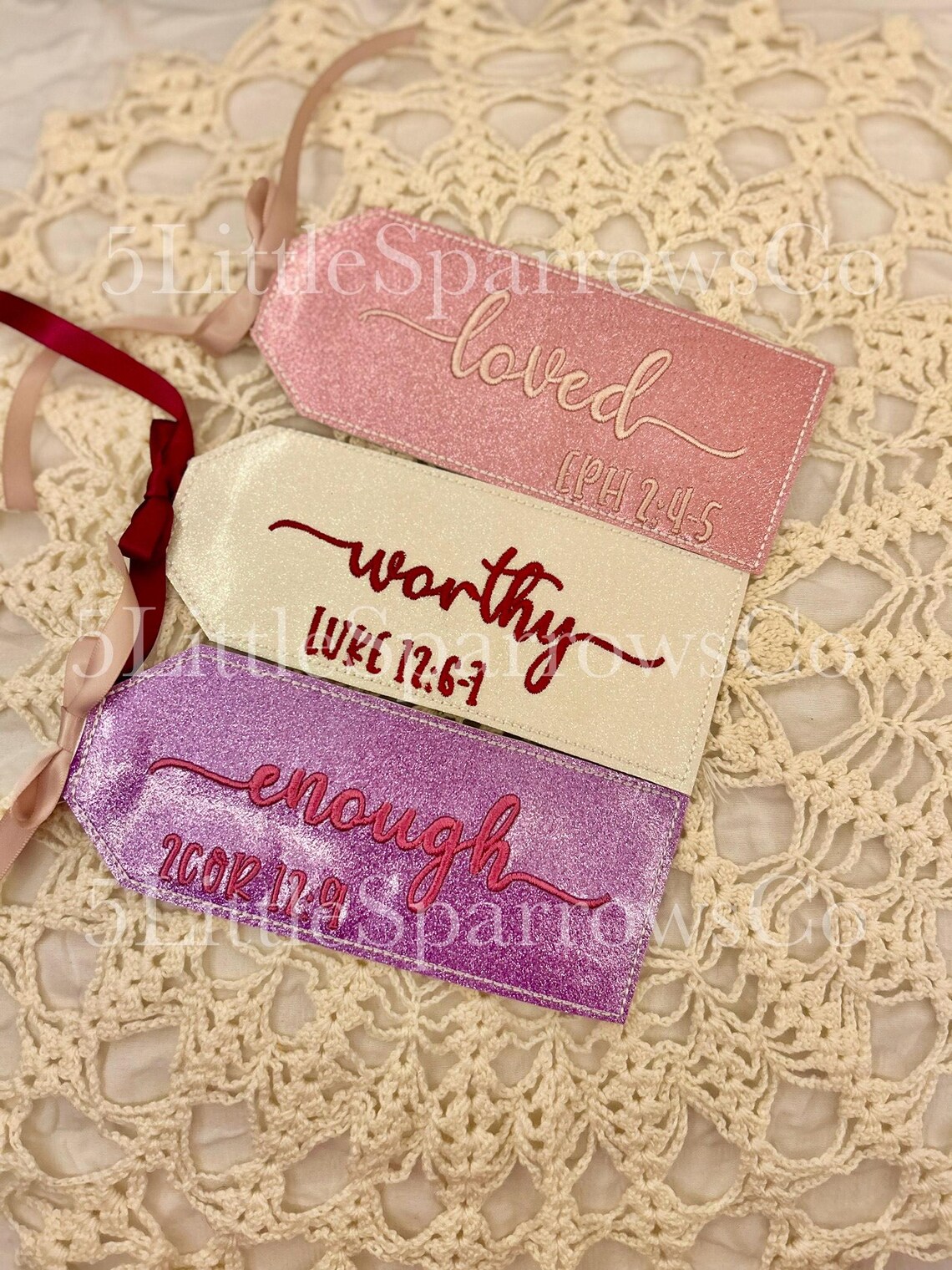 Satin Ribbon Bow Bookmark - Personalized Embroidered Faith Bookmark ...