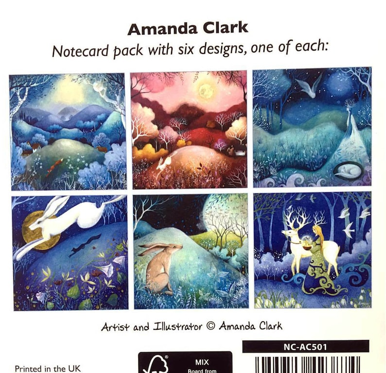 Set 1 of 6 Notecards by Amanda Clark - Fairy Tale, Whimsical, Pack of ...