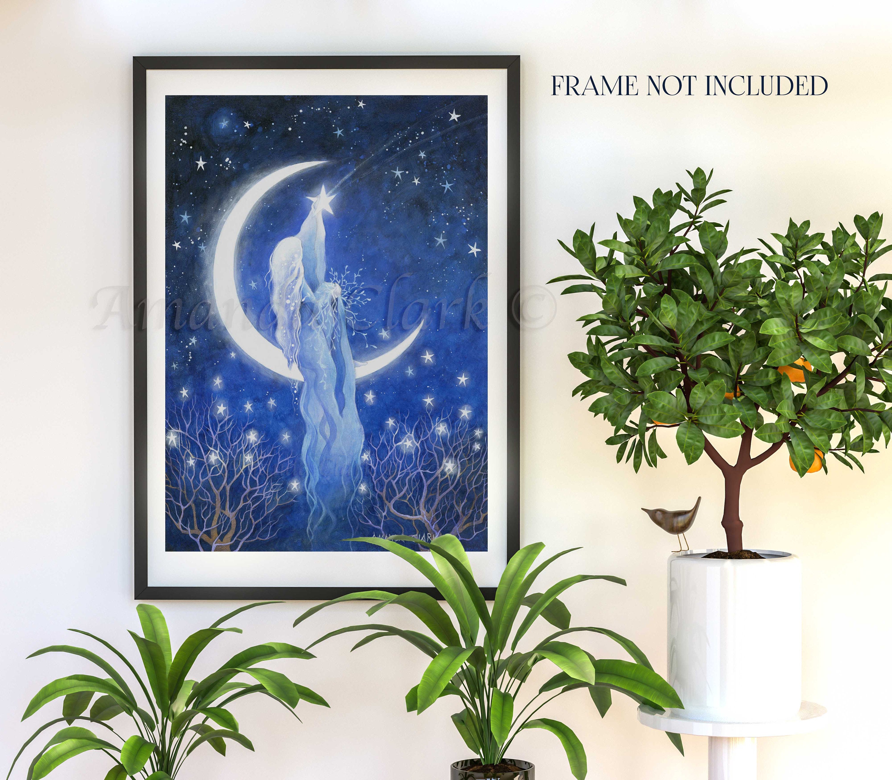 Acrylic Art & Collectibles Crescent Moon Moon Decor Hand Painted Large ...