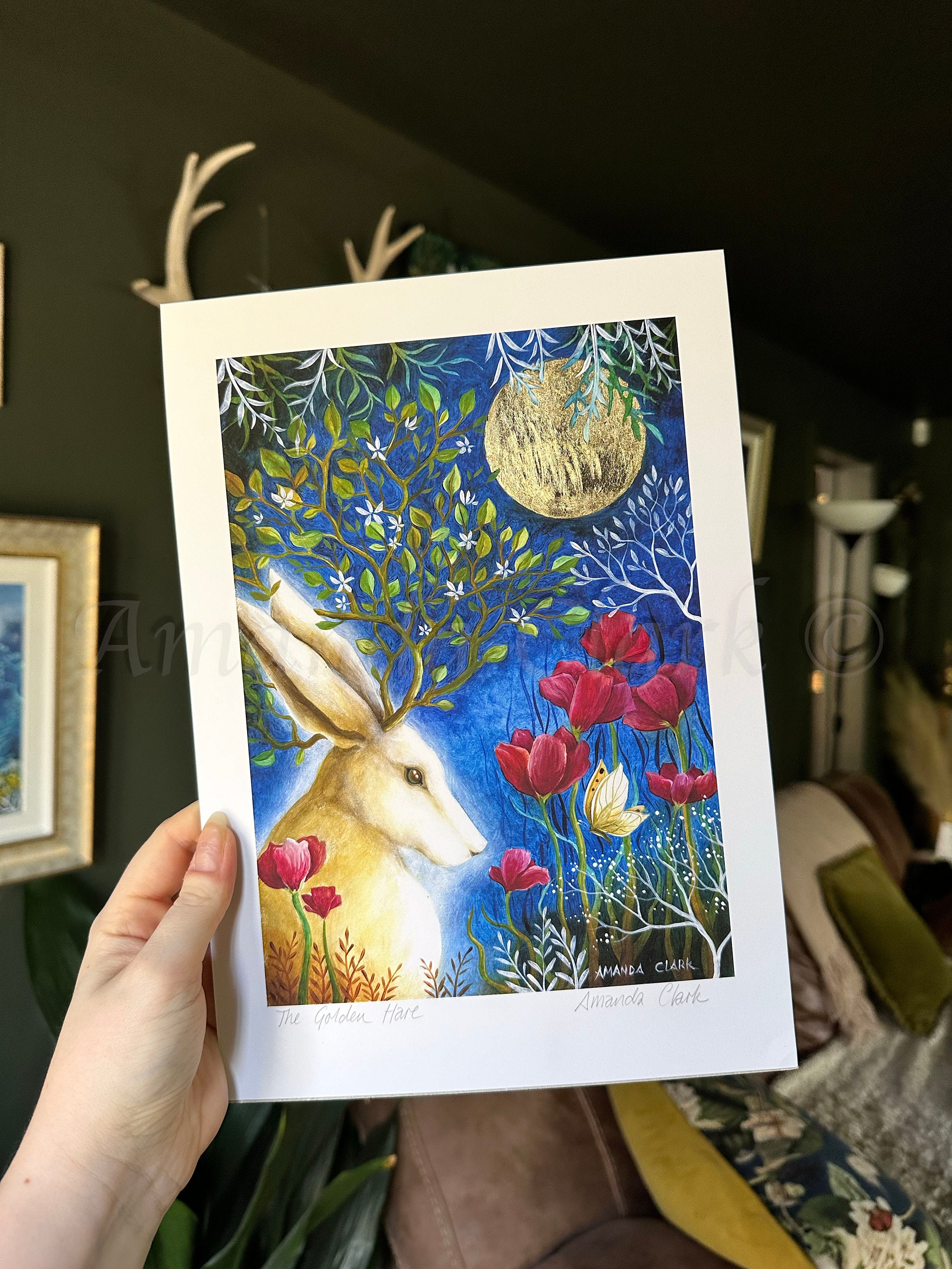 Art Print Titled "the Golden Hare" by Amanda Clark - Hare, Botanical ...