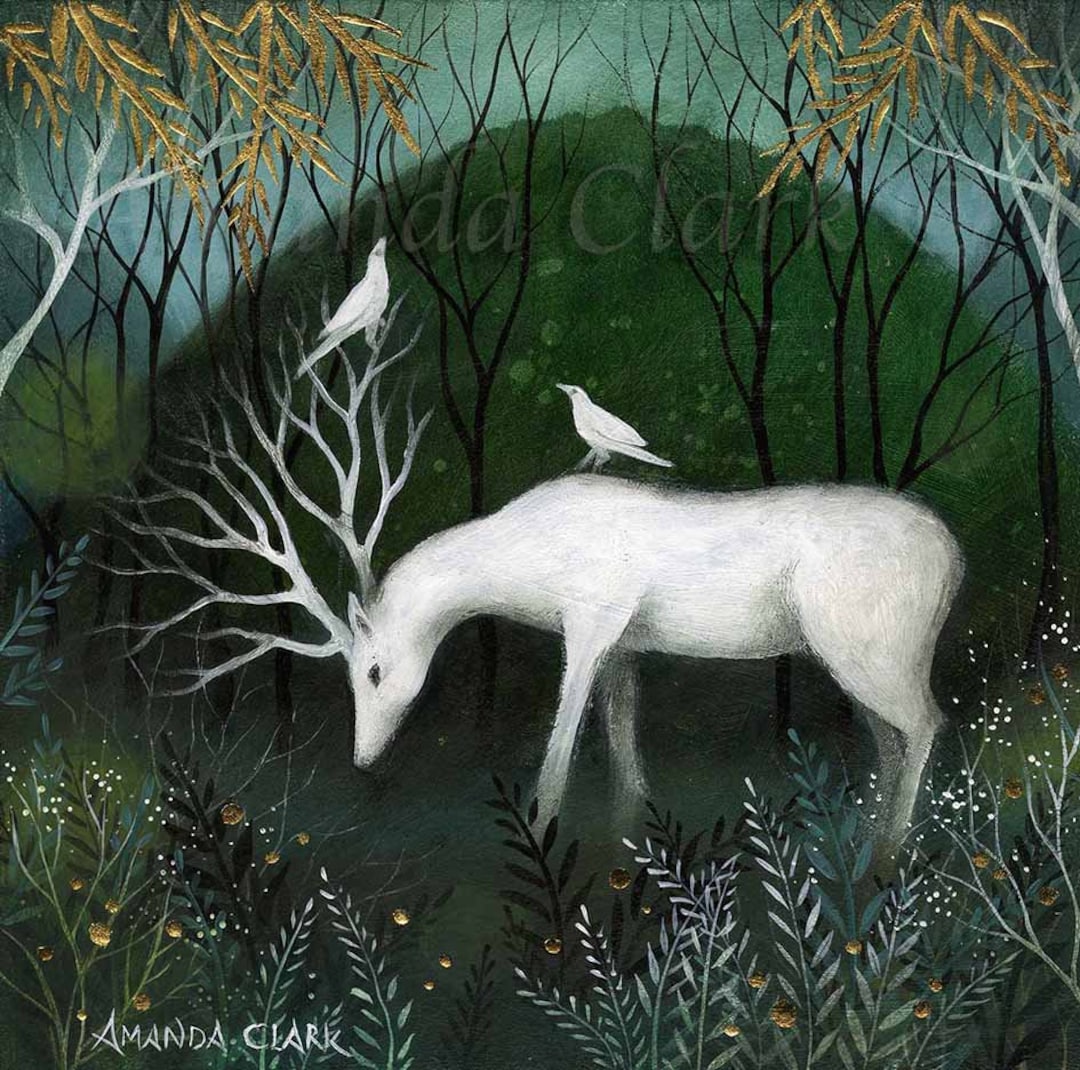 Print Titled "the White Stag" by Amanda Clark - Fairytale Art Print ...