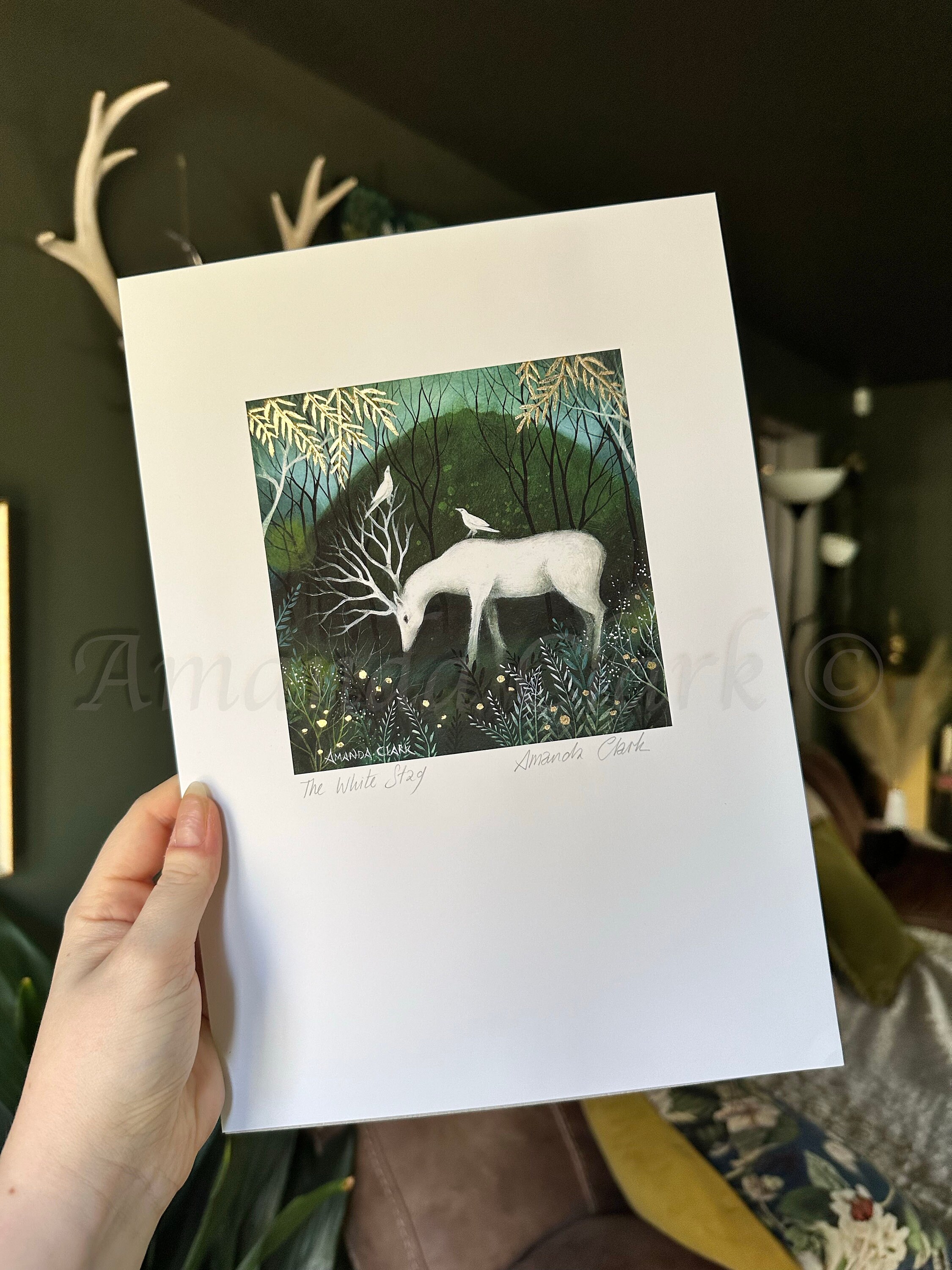 Art Print Titled "the White Stag" by Amanda Clark - Stag, Fairy Tale - Etsy
