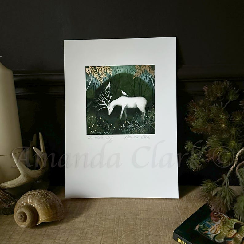 Art Print Titled "the White Stag" by Amanda Clark - Stag, Fairy Tale - Etsy