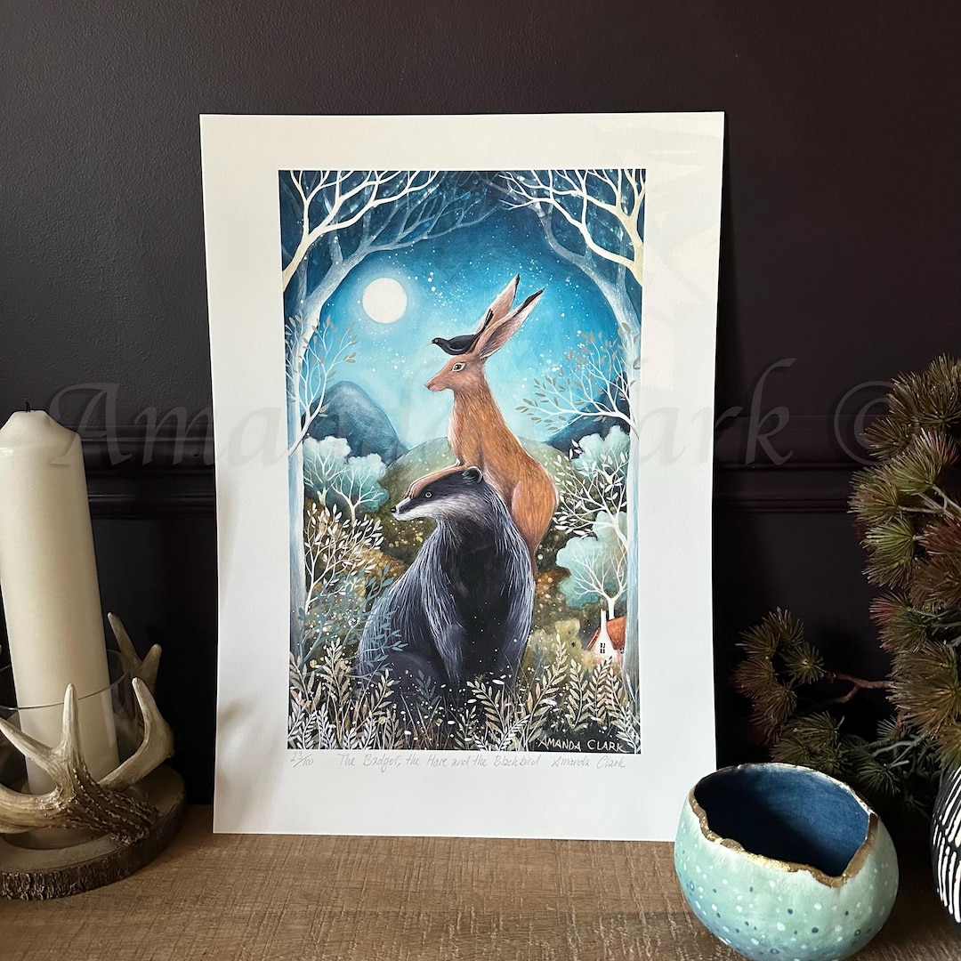 Print "the Badger, the Hare & the Blackbird" by Amanda Clark - English ...
