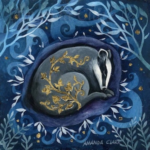 Limited Edition Giclee Print Titled "the Sleeping Badger" by Amanda ...