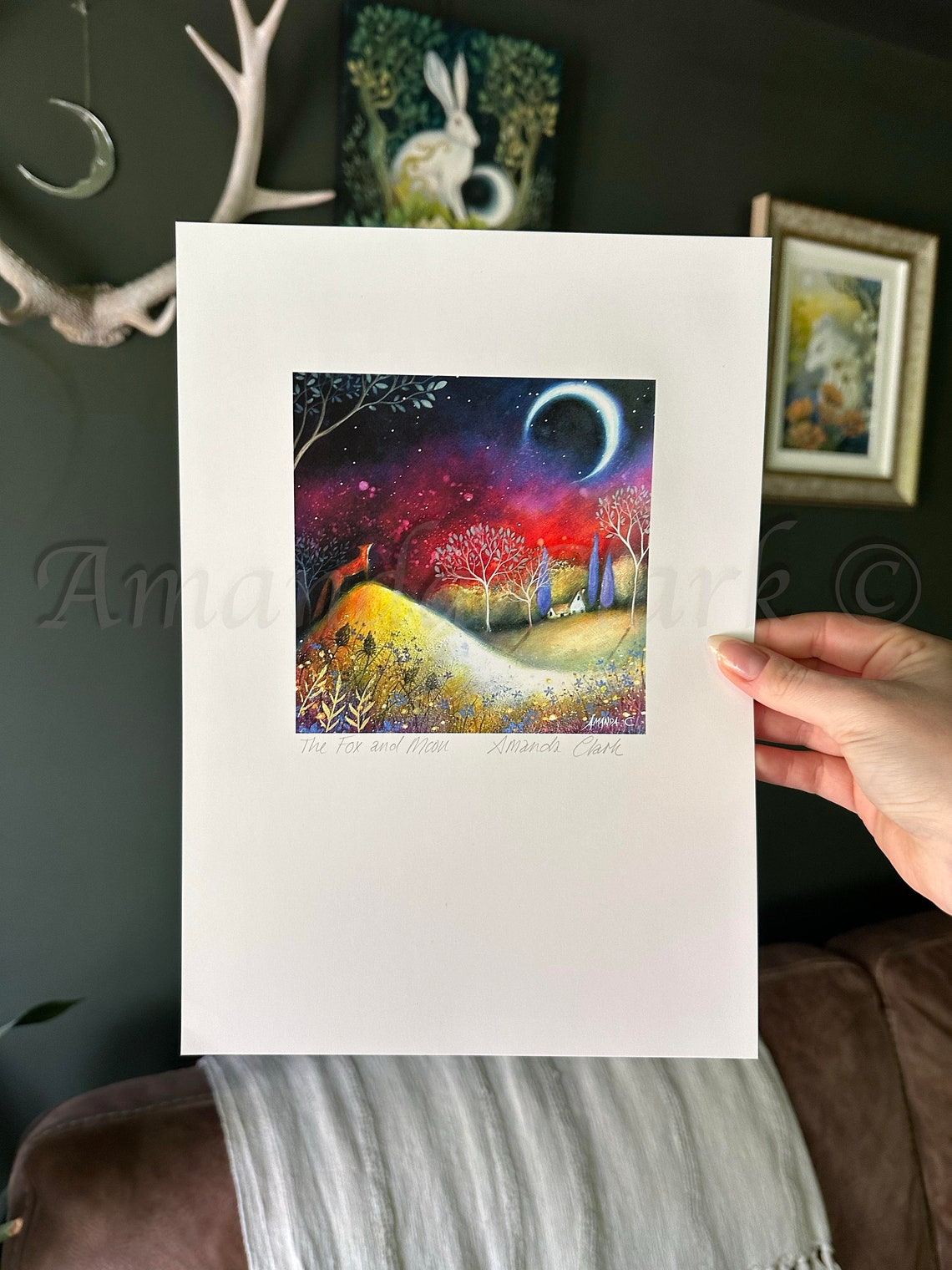 Art Print Titled "the Fox and Moon" by Amanda Clark - Fox, Landscape ...