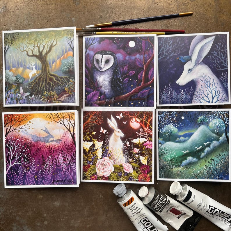 Set 4 of 6 Notecards by Amanda Clark - Fairy Tale, Whimsical, Pack of ...