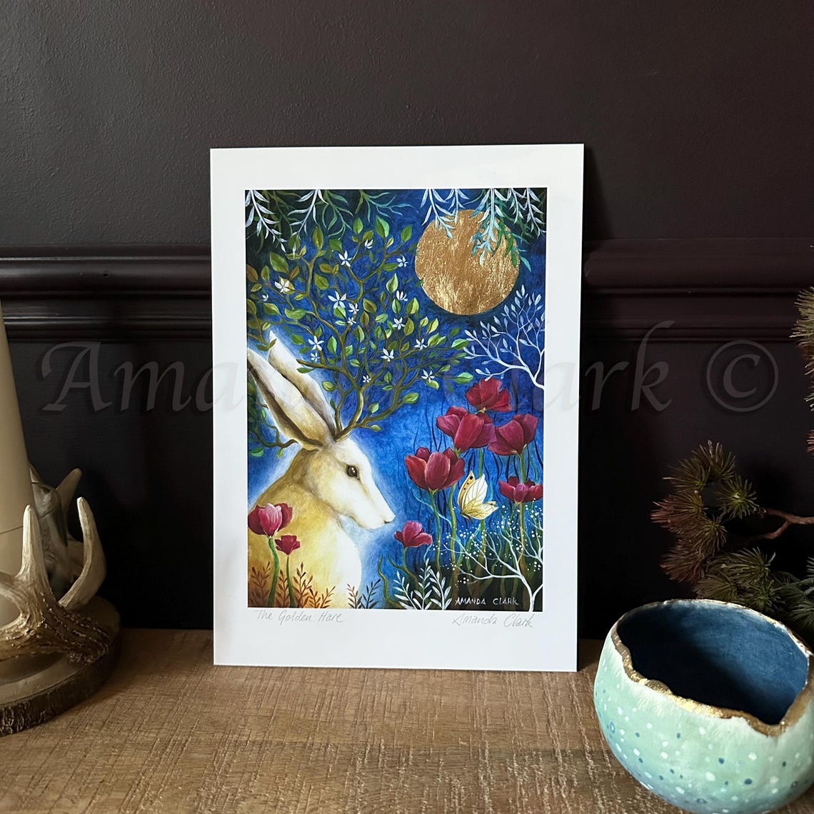 Art Print Titled "the Golden Hare" by Amanda Clark - Hare, Botanical ...