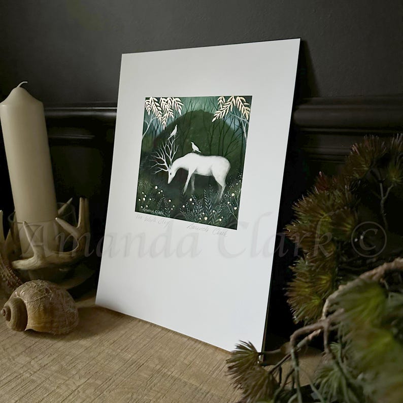 Art Print Titled "the White Stag" by Amanda Clark - Stag, Fairy Tale - Etsy
