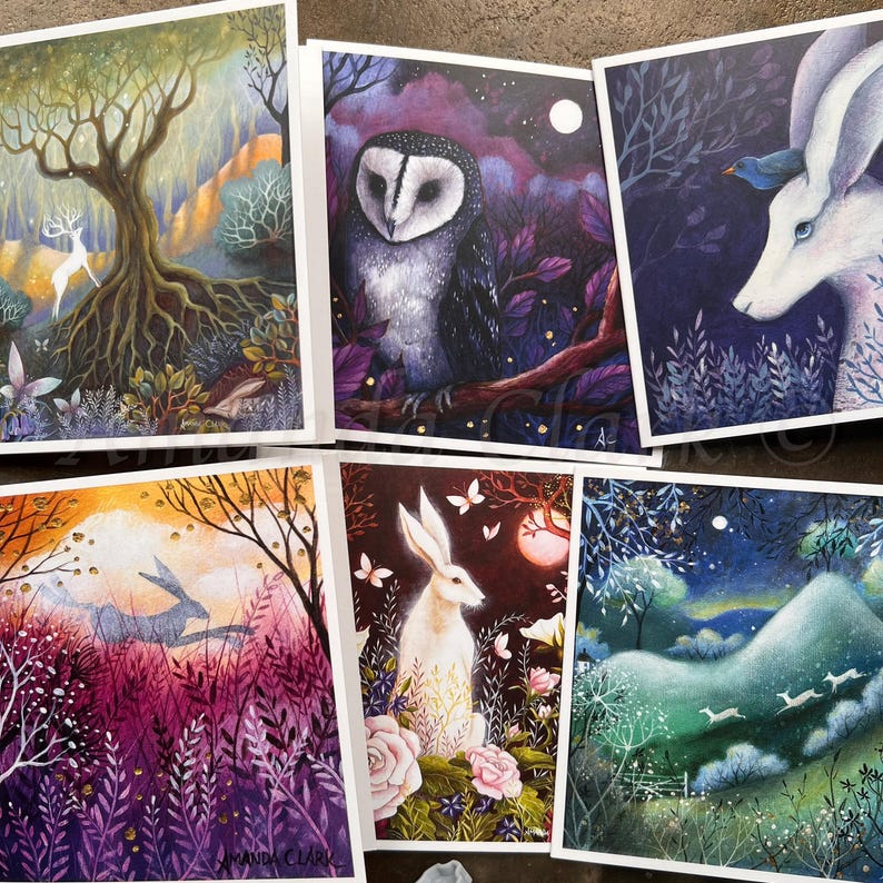 Set 4 of 6 Notecards by Amanda Clark - Fairy Tale, Whimsical, Pack of ...