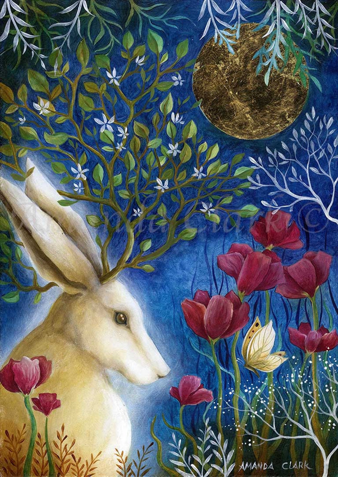 Art Print Titled "the Golden Hare" by Amanda Clark - Hare, Botanical ...