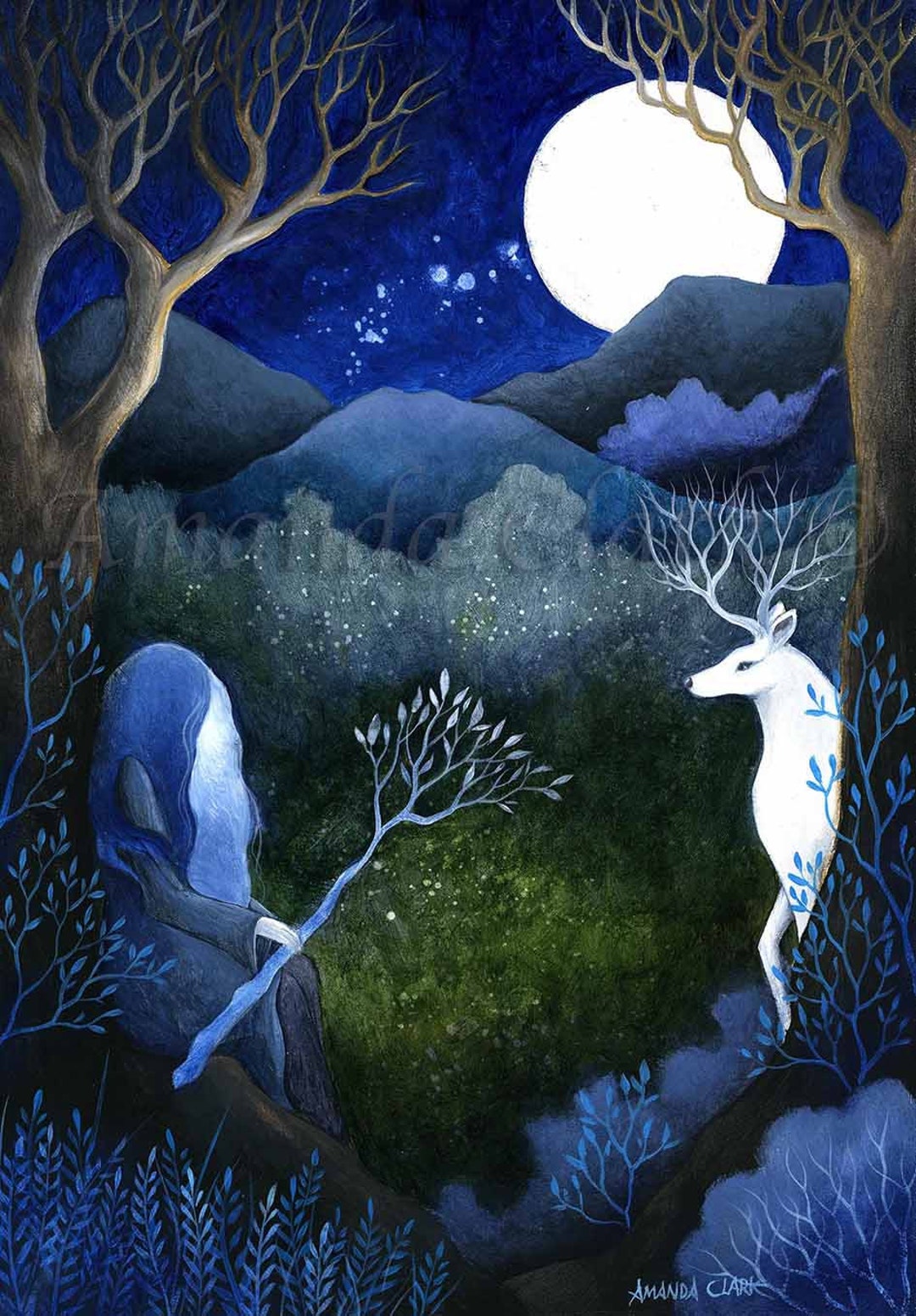 Art Print Titled "the Meet" by Amanda Clark - Fairy Tale, Stag - Etsy
