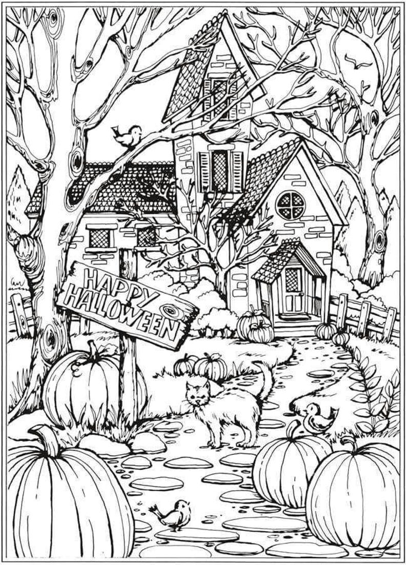 Printable Halloween Coloring Posters for Kids, Set of 10 Creative Pages ...