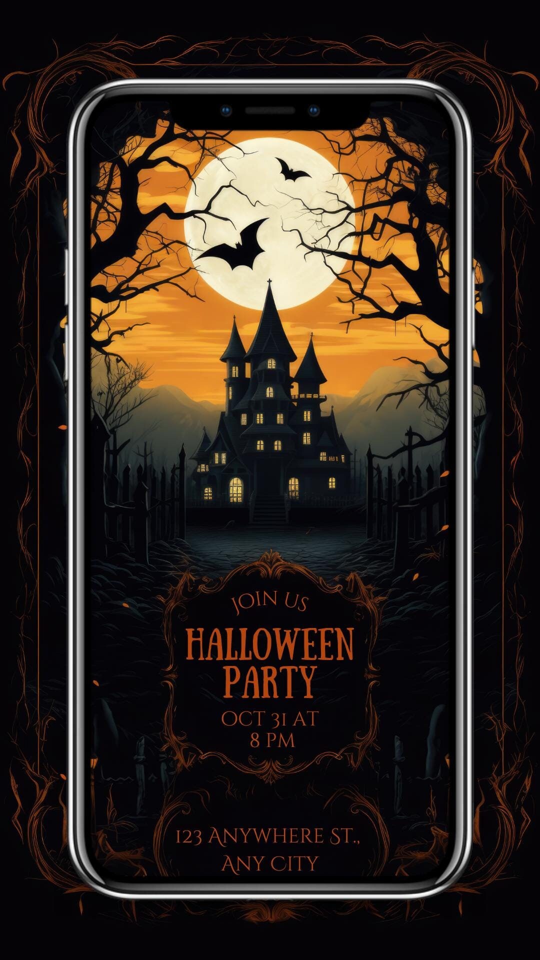 Digital Halloween Invitation, Scary Halloween Invitation, Editable ...