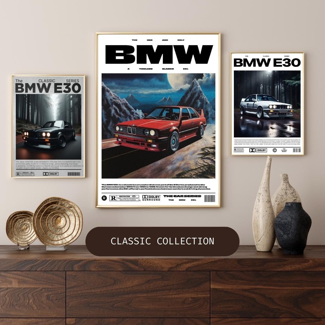 Set of 3 Unique Vintage BMW E30 Digital Posters/ Sports Car/ Enthusiast ...