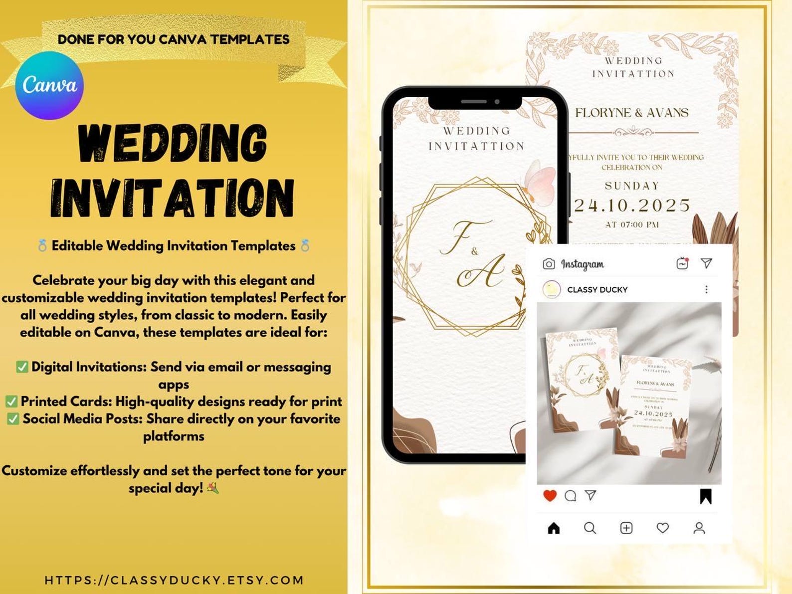 Wedding Invitation Card, Editable Wedding Card, Digital Wedding Card ...