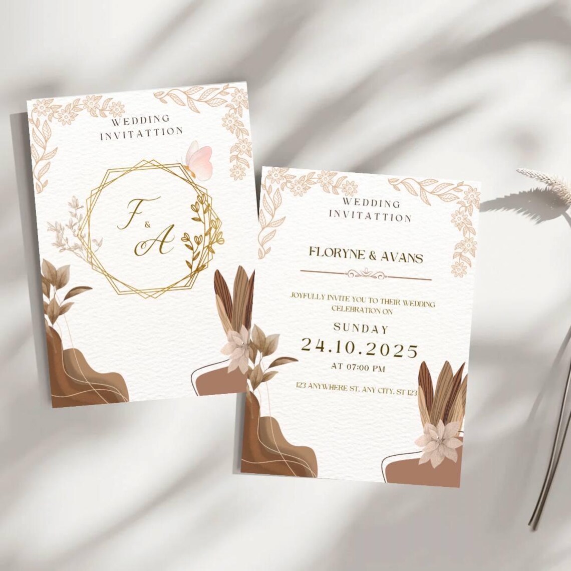 Wedding Invitation Card, Editable Wedding Card, Digital Wedding Card ...