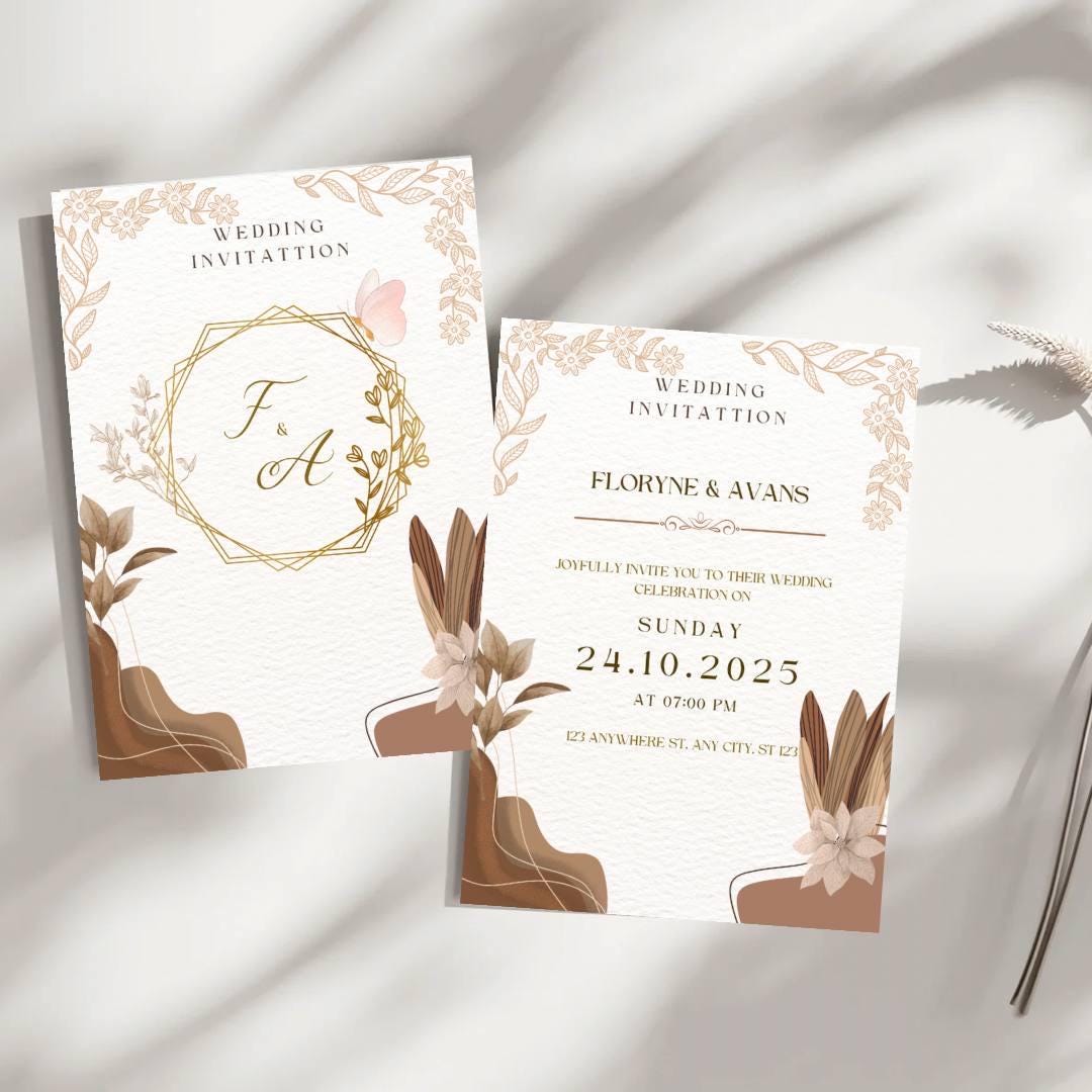 Wedding Invitation Card, Editable Wedding Card, Digital Wedding Card ...