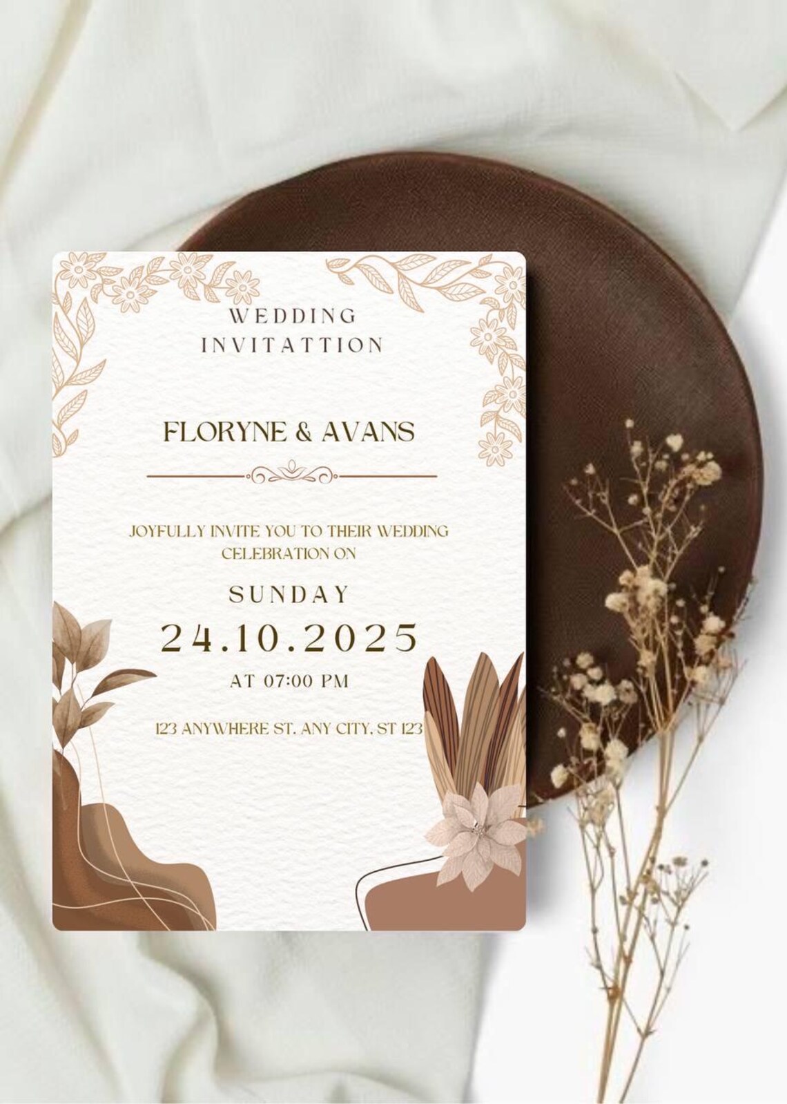 Wedding Invitation Card, Editable Wedding Card, Digital Wedding Card ...