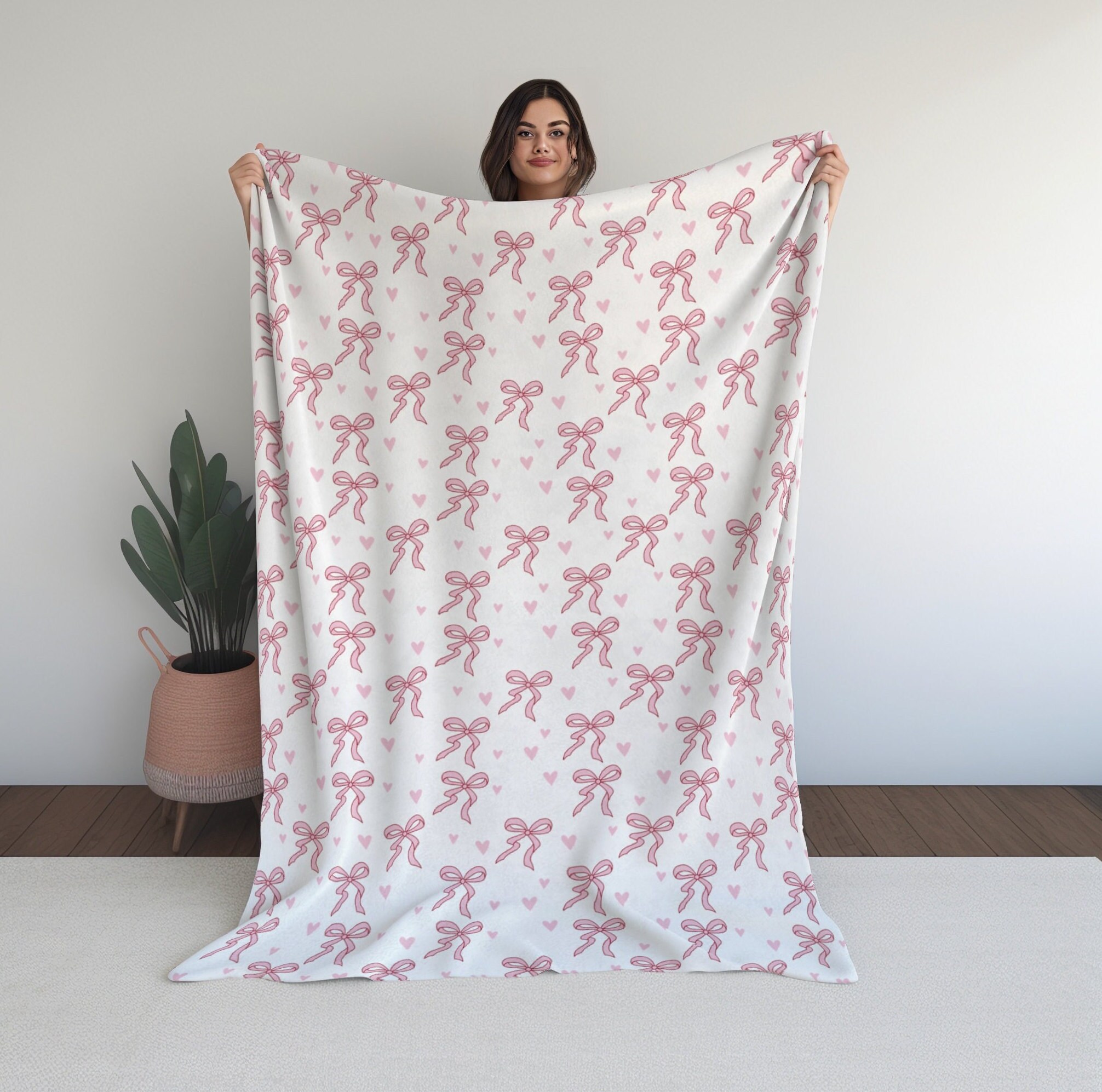 Coquette Blanket, Preppy Room Decor, Pink Coquette Blanket, Baby Girl ...