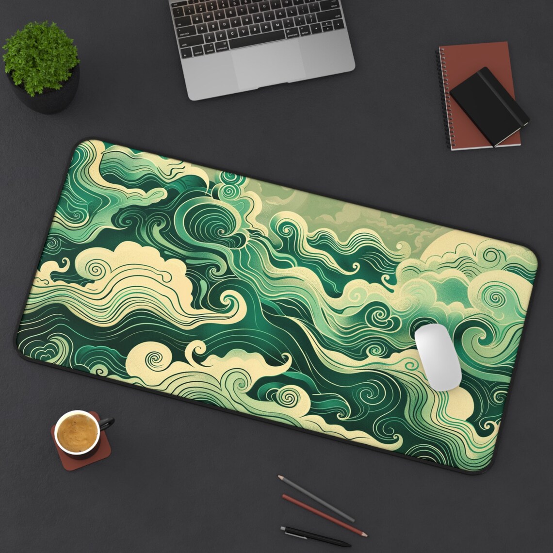 Green Desk Mat, Primordial Earth Desk Mat, Green Mousepad, Matcha Tea ...