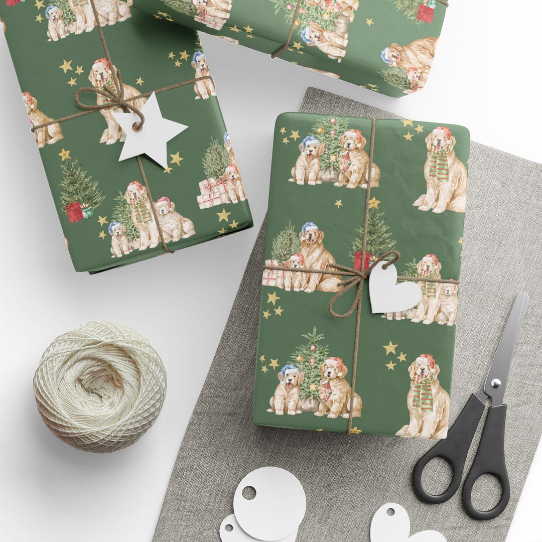 Golden Retriever Gift, Golden Retriever Gift Wrap Paper, Retriever ...