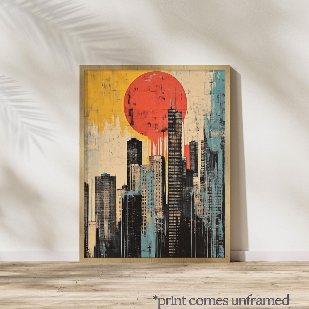 Chicago Art Print, Illinois Art Poster Home Decor, Chicago Skyline Wall ...
