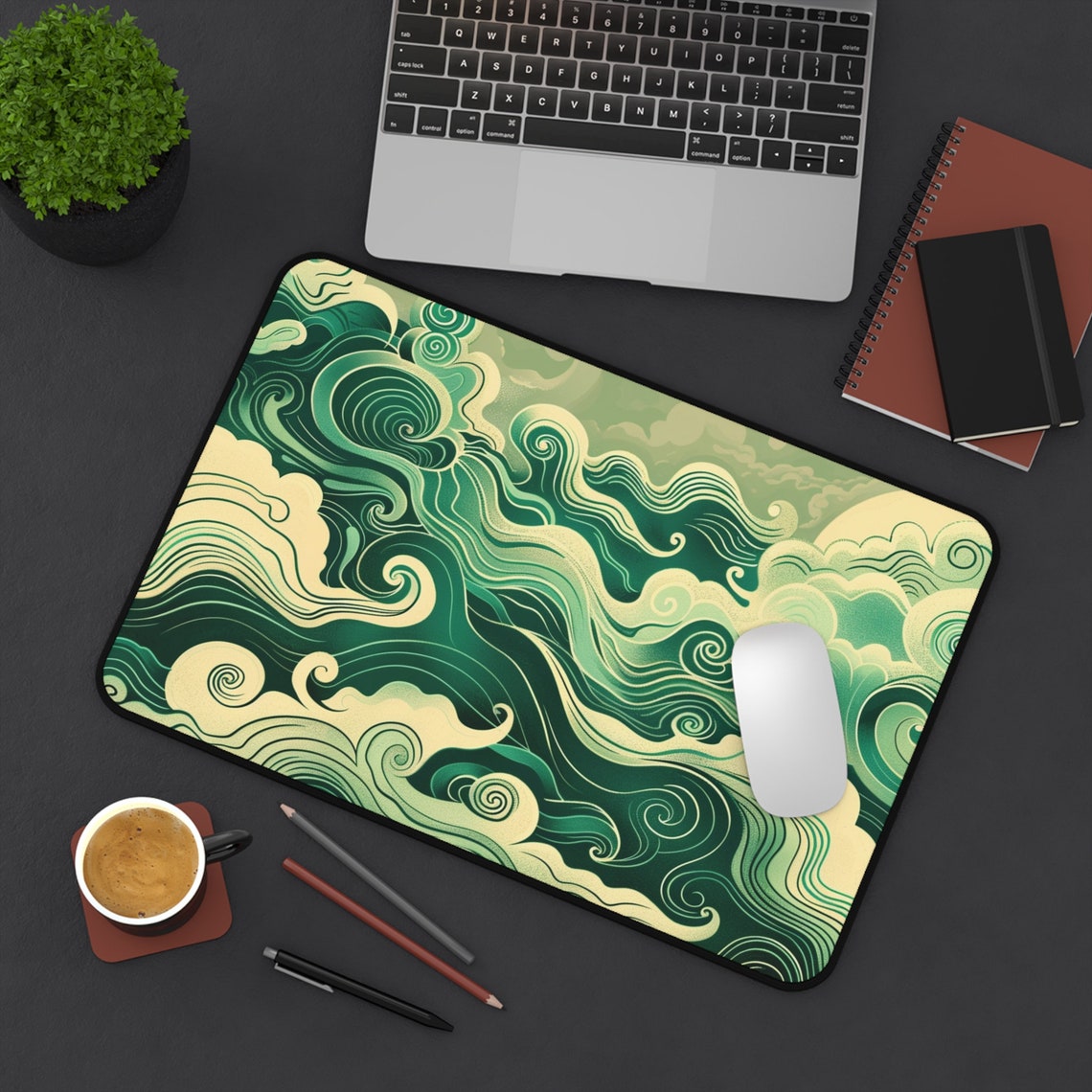 Green Desk Mat, Primordial Earth Desk Mat, Green Mousepad, Matcha Tea ...