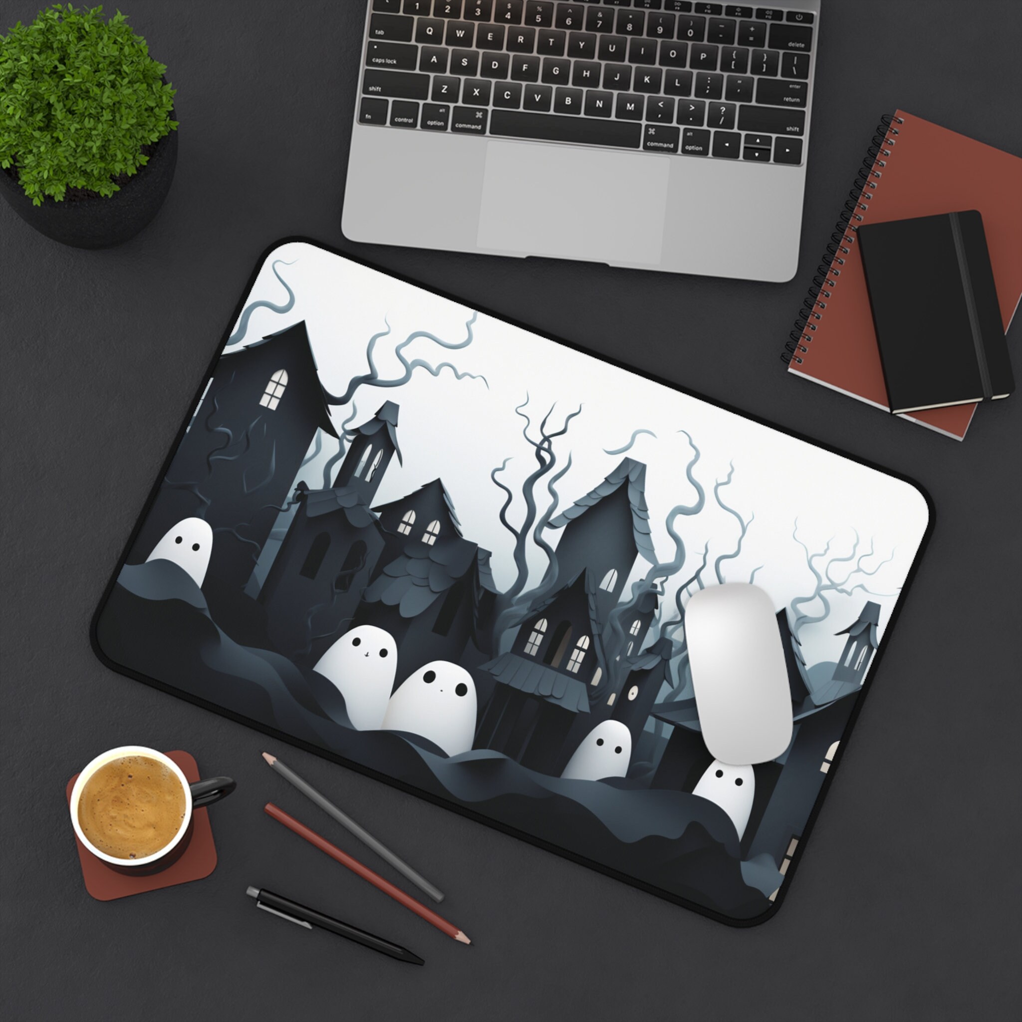 Cute Kawaii Ghosts Desk Mat, Goth Mouse Pad, Ghost Mousepad, Haunted ...