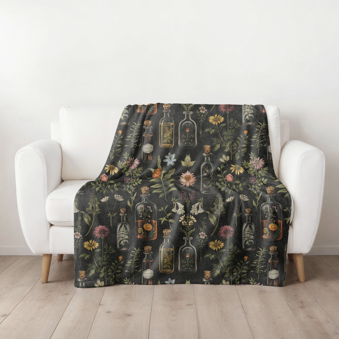 Apothecary Blanket, Cottagecore Blanket, Herbs and Spices, Apothecary ...