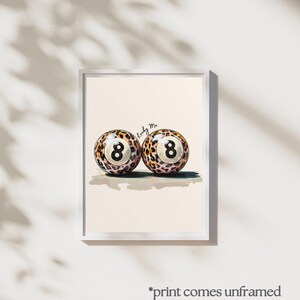 8 Pool Ball Print, Lucky You Poster, Dopamine Decor, Lucky You Leopard ...