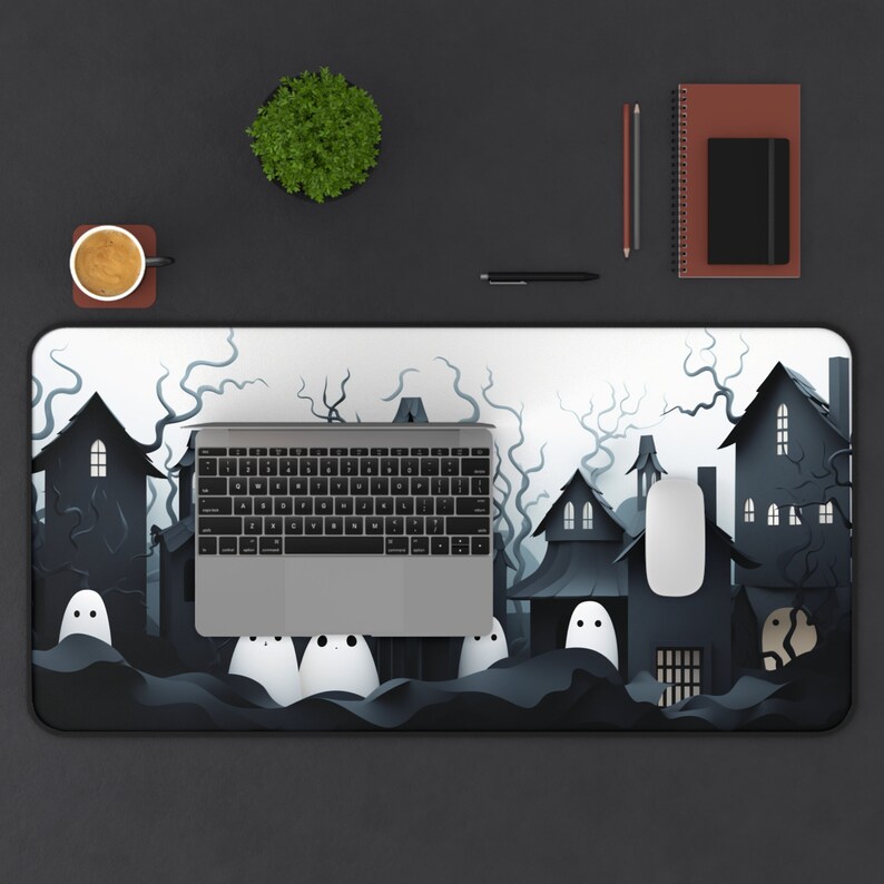 Cute Kawaii Ghosts Desk Mat, Goth Mouse Pad, Ghost Mousepad, Haunted ...
