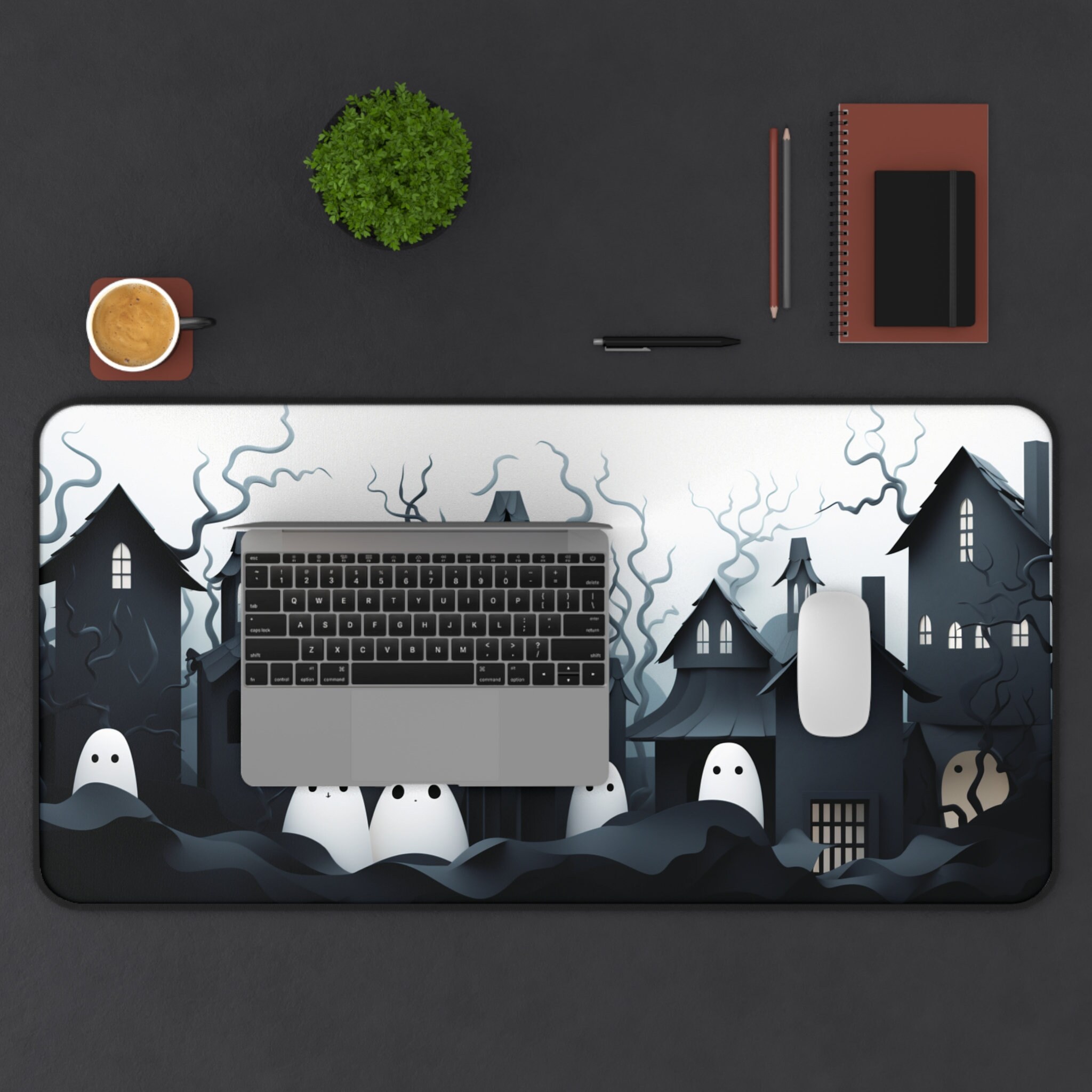 Cute Kawaii Ghosts Desk Mat, Goth Mouse Pad, Ghost Mousepad, Haunted ...