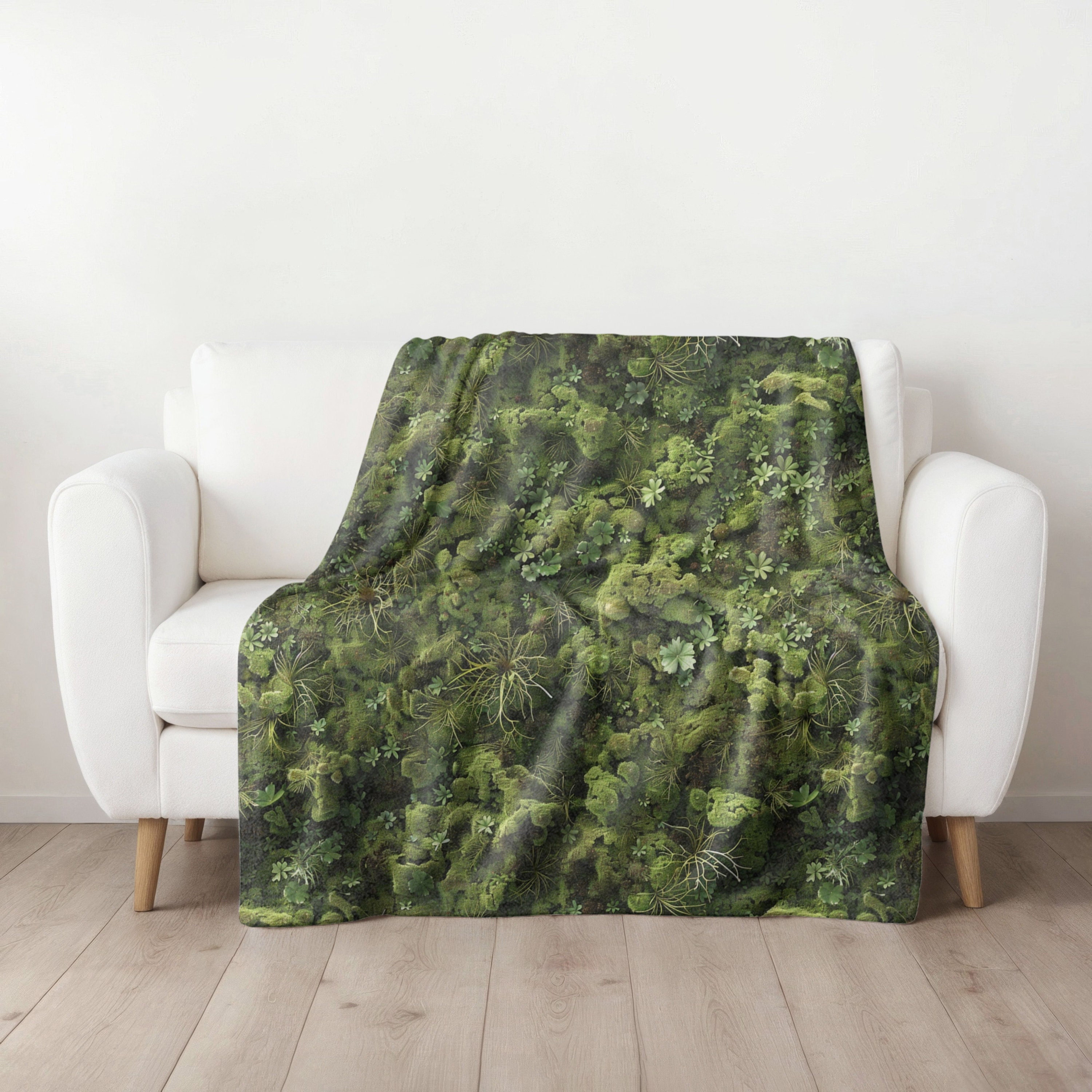Green Moss Velveteen Blanket, Moss Blanket, Cottagecore Blanket ...