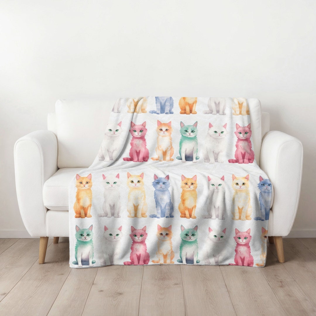 Cute Cat Blanket, Gift for Cat Lover, Crazy Cat Lady, Crazy Cat Blanket ...