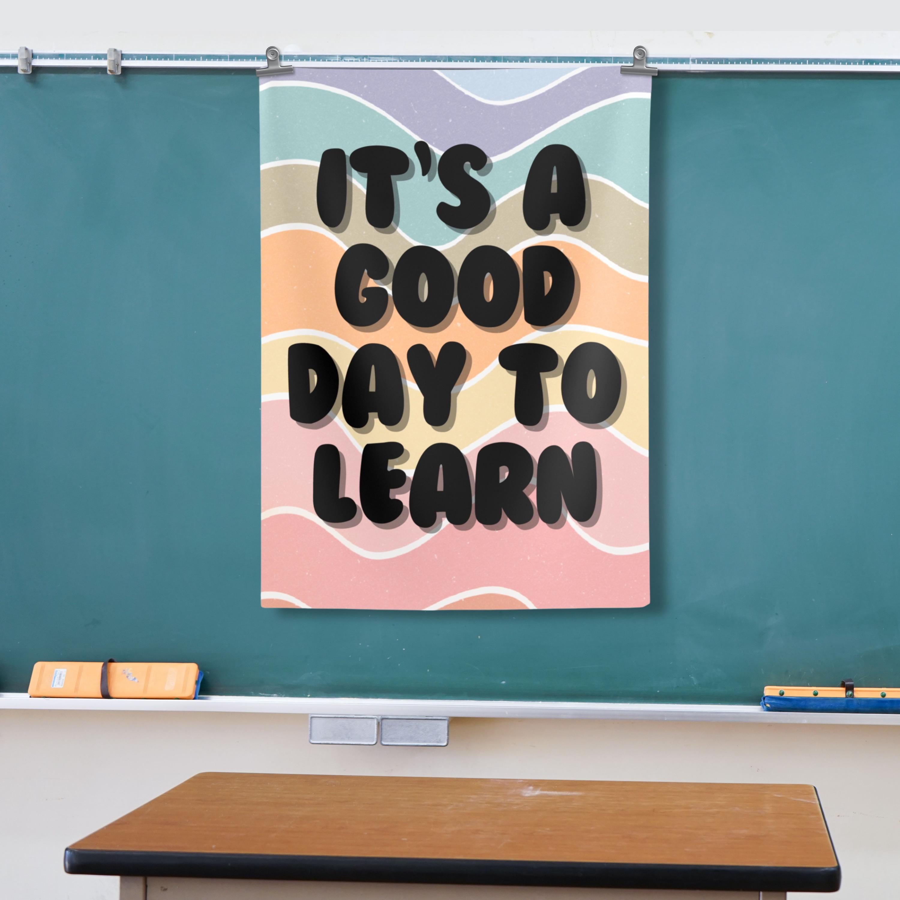 It's a Good Day to Learn Classroom Tapestry, Pink Classroom Wall Art ...