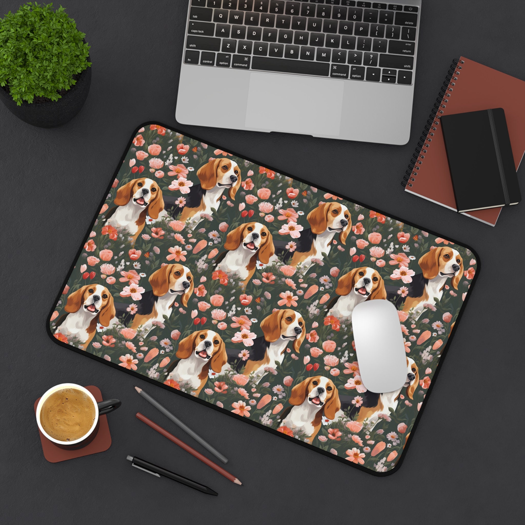 Beagle Dog Desk Mat, Beagle Desk Mat Decor, Beagle Mouse Pad, Dog Desk ...