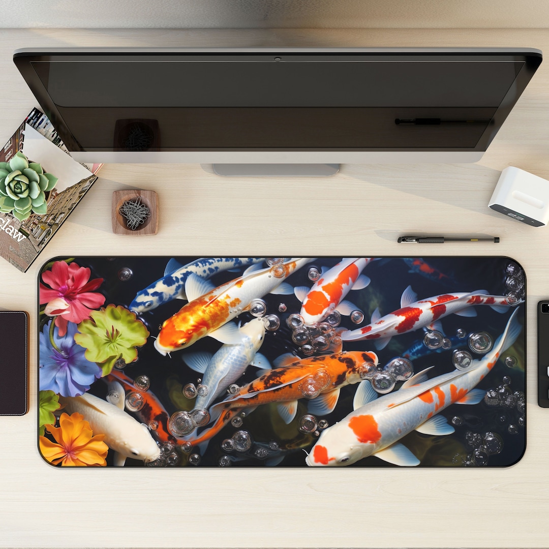 Japanese Koi Fish Desk Mat, Japan Desk Pad, Koi Fish Mouse Mat ...