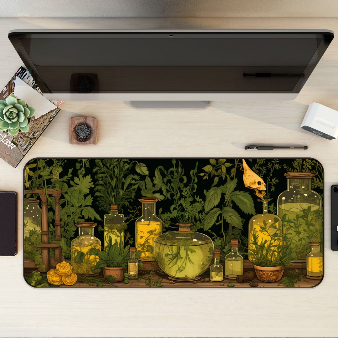 Witchy Botanical Potions and Plants Desk Decor, Plant Desk Pad ...
