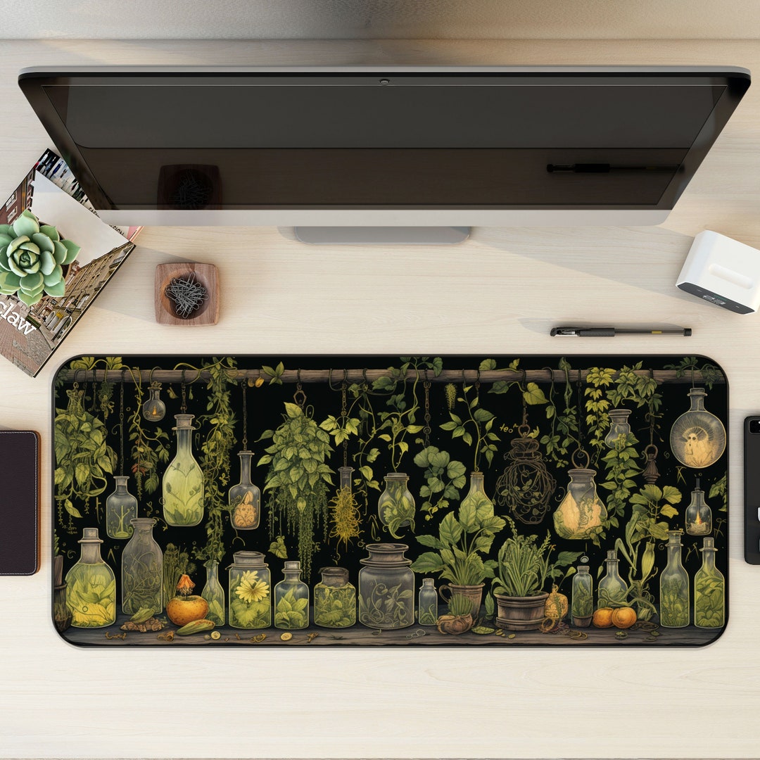 Witchy Botanical Potions and Plants Desk Decor, Plant Desk Pad ...