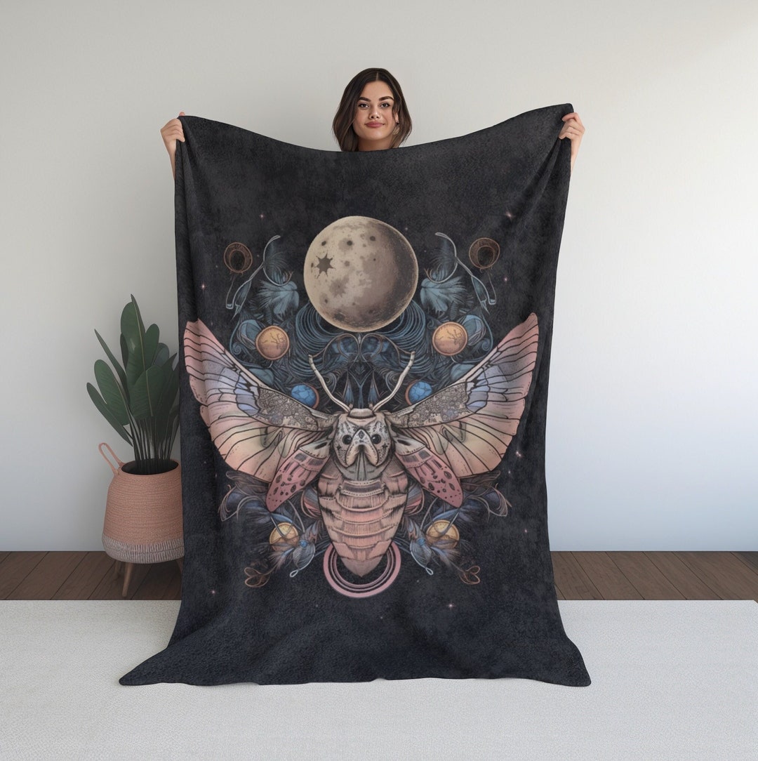 Gothic Moth Blanket, Death Head Moth, Goth Styled Blanket, Dark ...