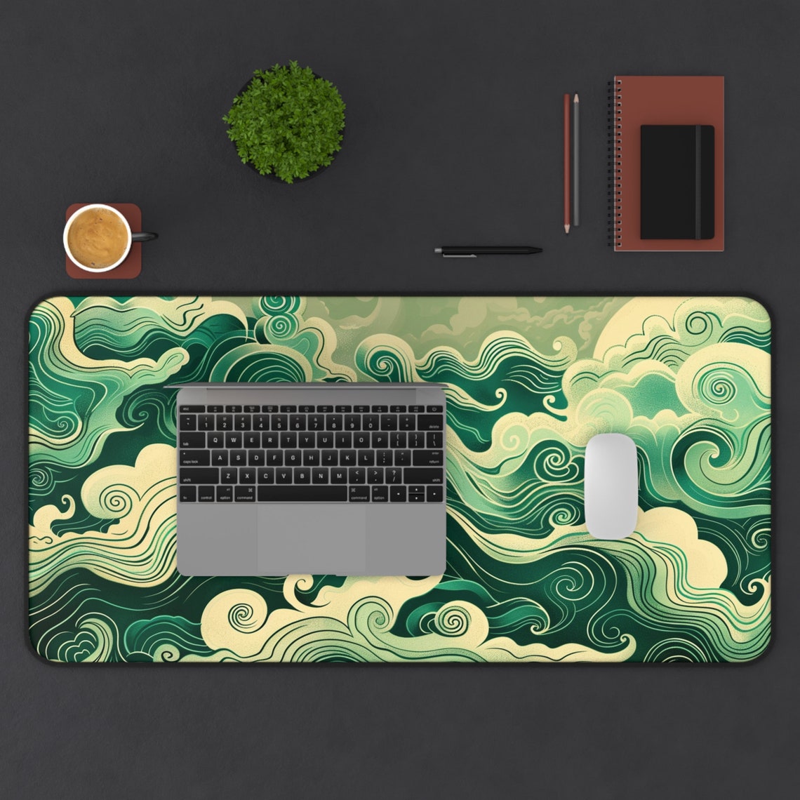 Green Desk Mat, Primordial Earth Desk Mat, Green Mousepad, Matcha Tea ...