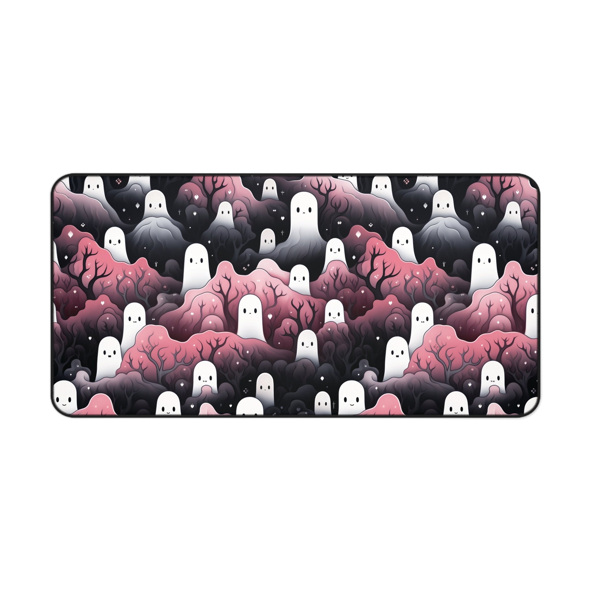 Cute Kawaii Ghosts Desk Mat, Goth Mouse Pad, Pink and Black Mousepad ...