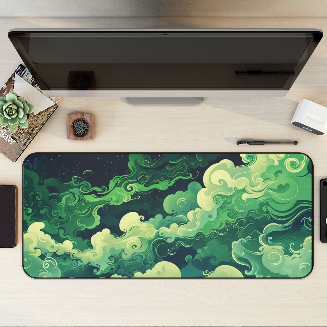 Primordial Earth Desk Mat, Green Mousepad, Desk Mat Aesthetic, Green ...