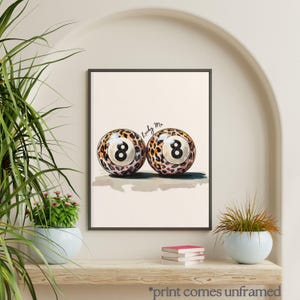 8 Pool Ball Print, Lucky You Poster, Dopamine Decor, Lucky You Leopard ...