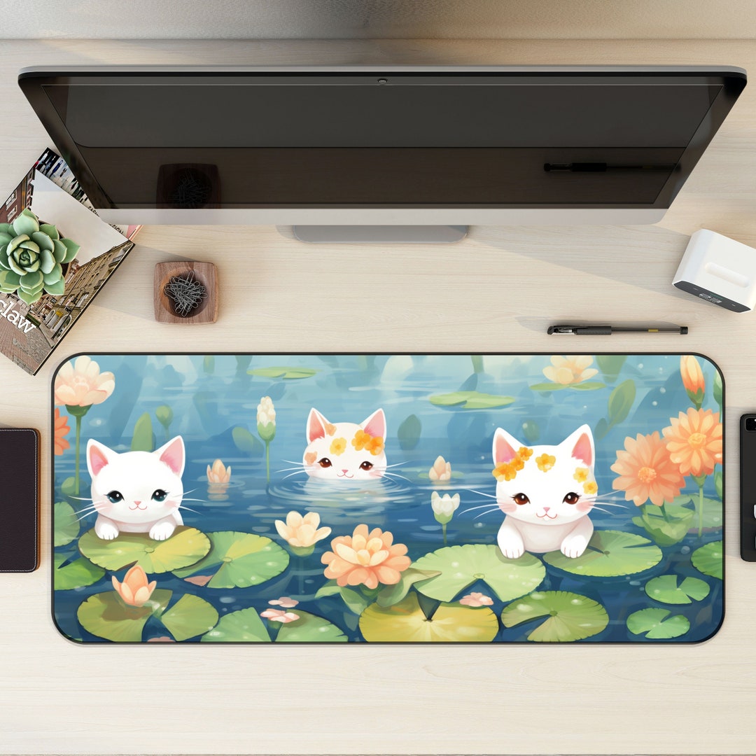 Cute Cat Desk Mat, Animal Desk Mat, Gaming Mouse Pad, Large Mousepad ...