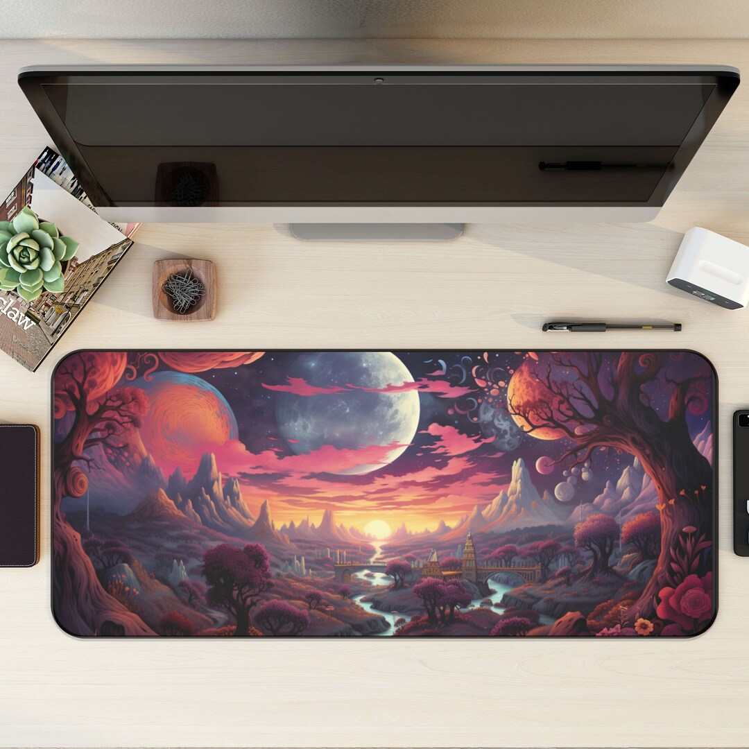 Enchanted Moon Desk Mat, Mystic Kingdom, Dreamy Mousepad XL, Gaming ...