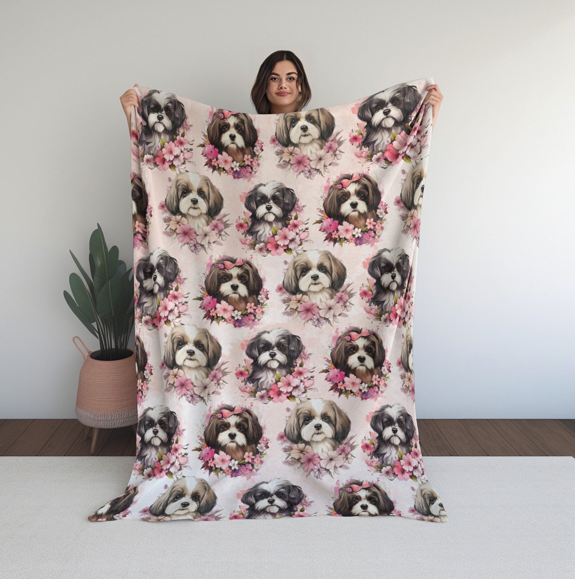 Shih Tzu Blanket for Shih Tzu Mom, Valentine Gift for Shih Tzu Mom ...